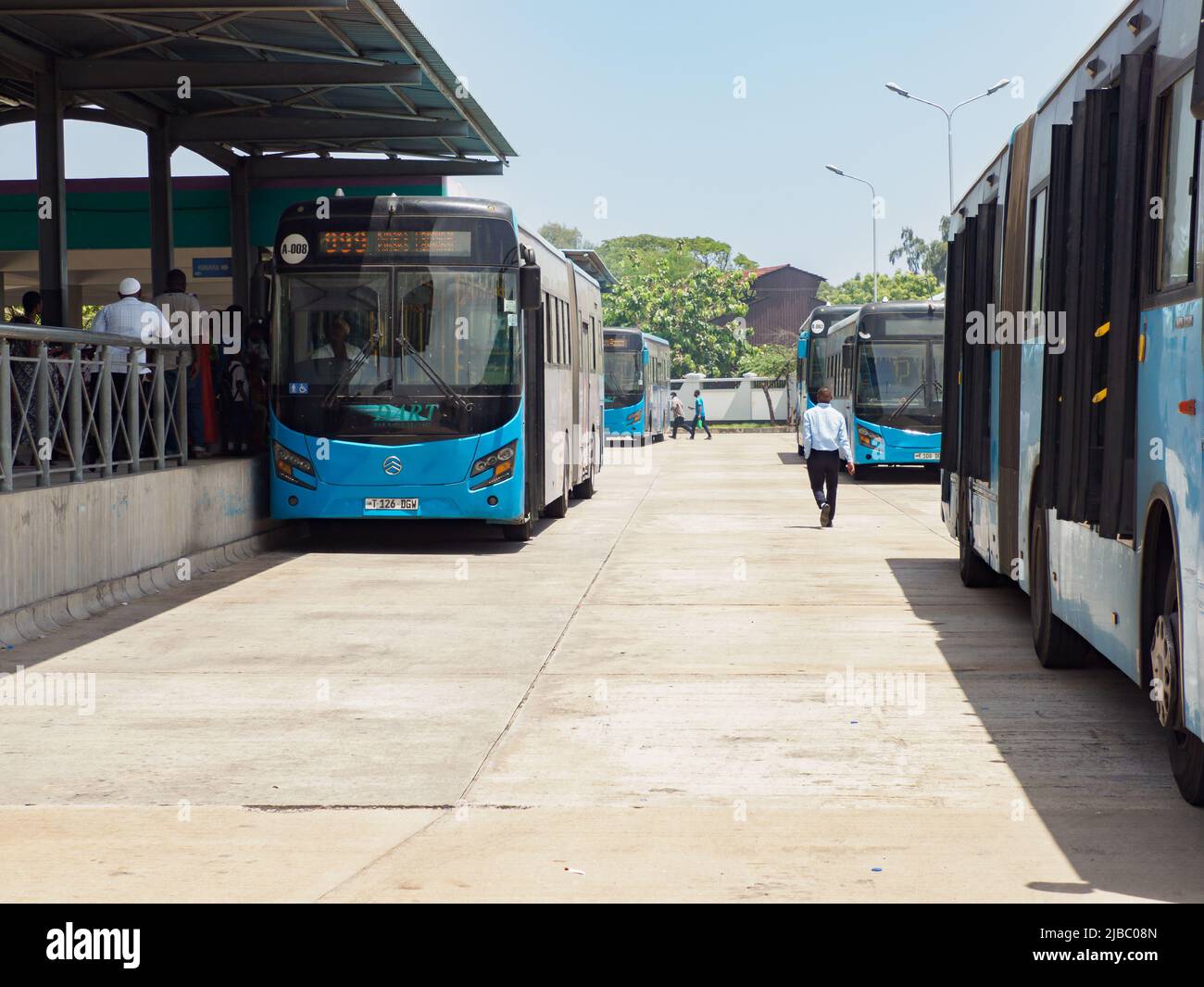 Dar es Salaam, Tanzania - January 2021: Buses on the street of Africa ...