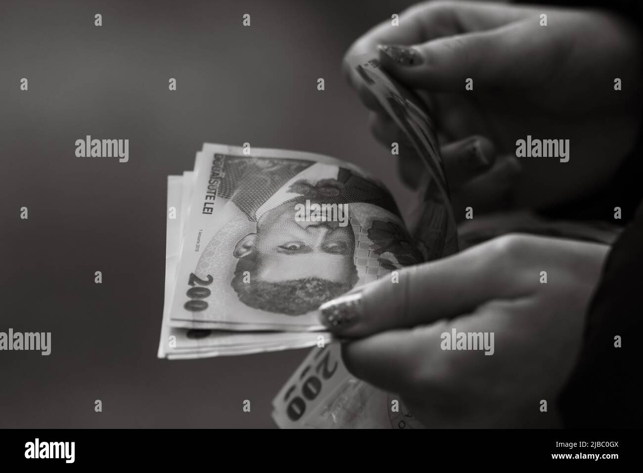 Romania LEI money. Romanian LEI currency Stock Photo - Alamy