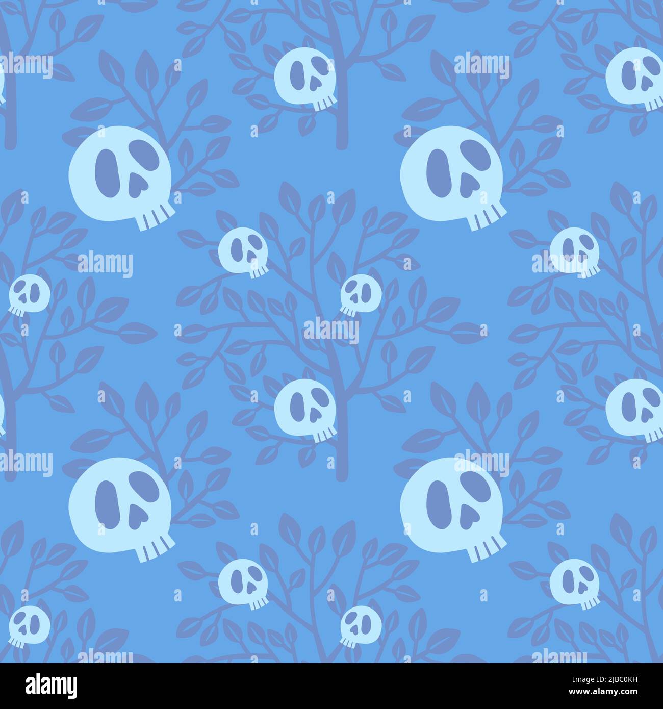 Halloween seamless skulls and trees pattern for fabrics and textiles ...