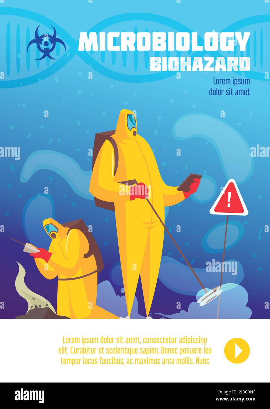 Microbiology poster with polluted land being observed by people in ...