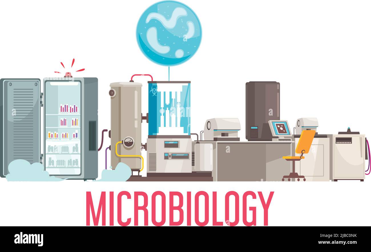 Microbiology background composition with text and life sciences ...