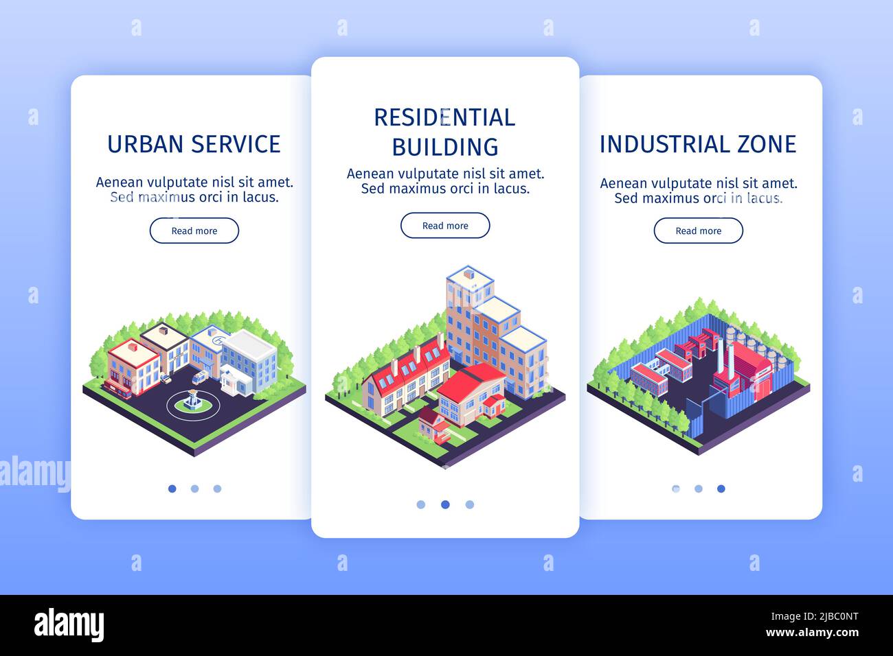 Isometric urban vertical banner set urban service residential building ...