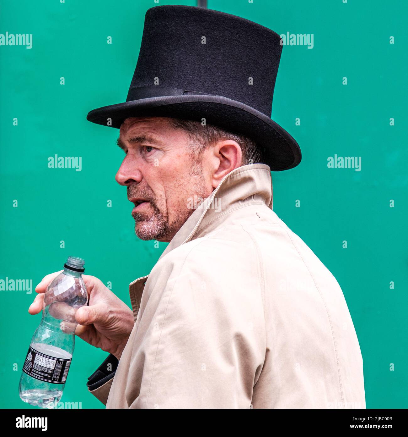 Epsom Surrey, London UK, June 04 2022, Man Holding Plastic Water Bottle ...