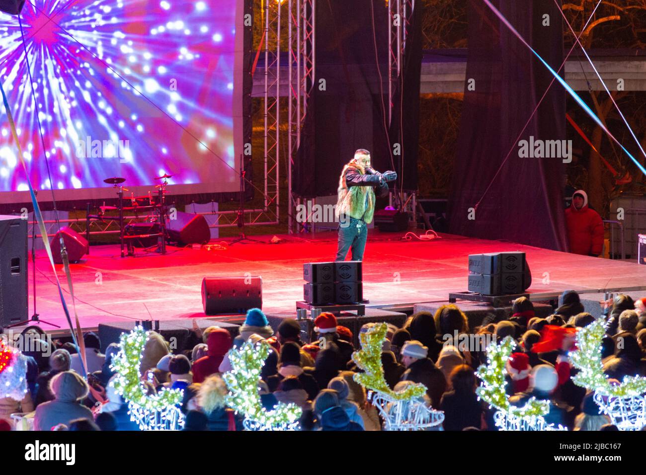 New Year Eve Live concert scene with the Bulgarian pop-singer Georgi ...