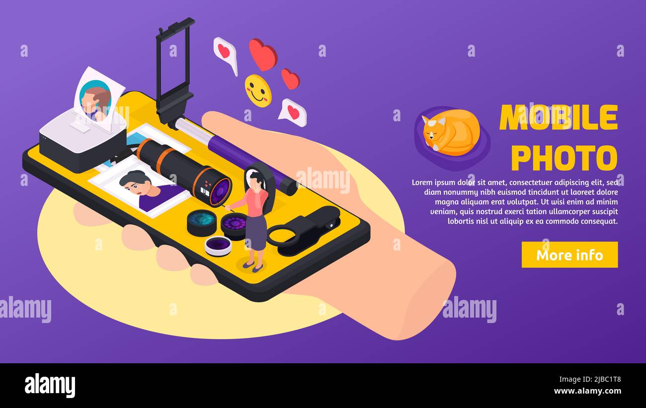 Isometric banner with smartphone and tools for making and printing ...