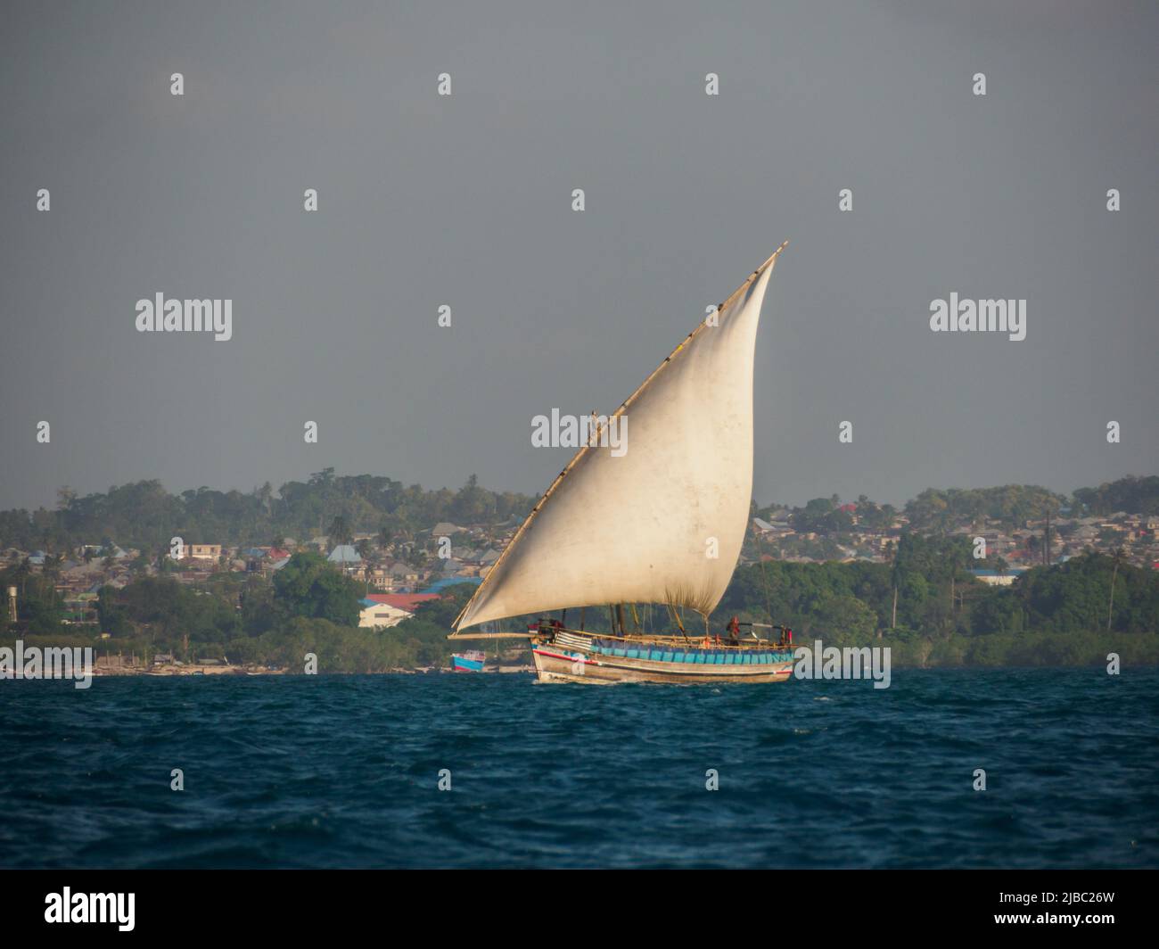 Zanzibar, Tanzania - Jan, 2021: A traditional sailing dhow ship with a ...