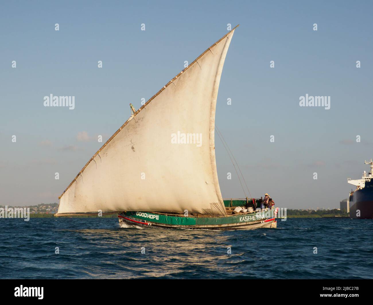 Zanzibar, Tanzania - Jan, 2021: A traditional sailing dhow ship with a ...
