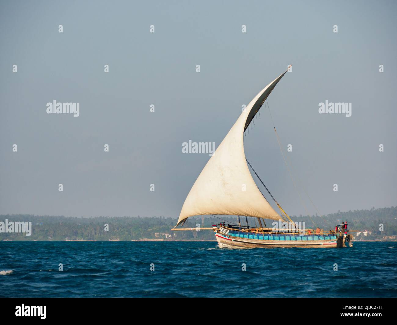 Zanzibar, Tanzania - Jan, 2021: A traditional sailing dhow ship with a ...