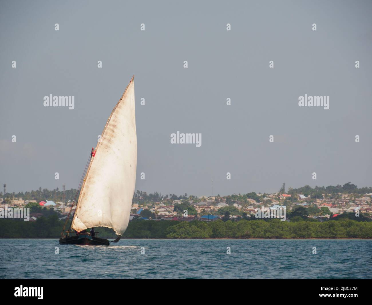 Zanzibar, Tanzania - Jan, 2021: A traditional sailing dhow ship with a ...