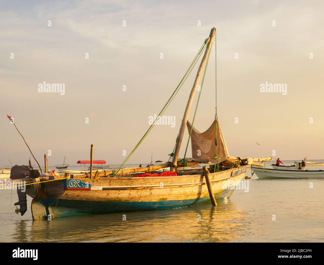 Kizimkazi, Zanzibar - February 2021: Traditional dhow boat during ...