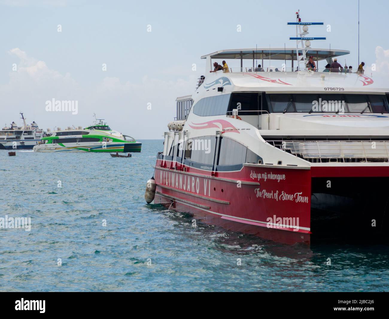 Stone Town, Zanzibar - January 2021: Passenger ferries running from the ...
