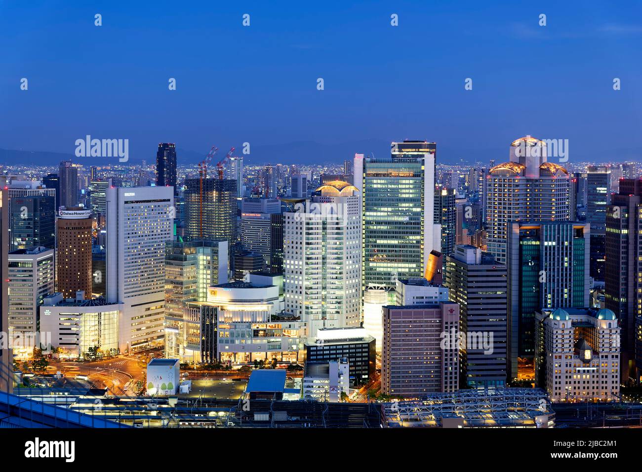 Japan. Kansai. Osaka. The business financial district at dusk Stock ...
