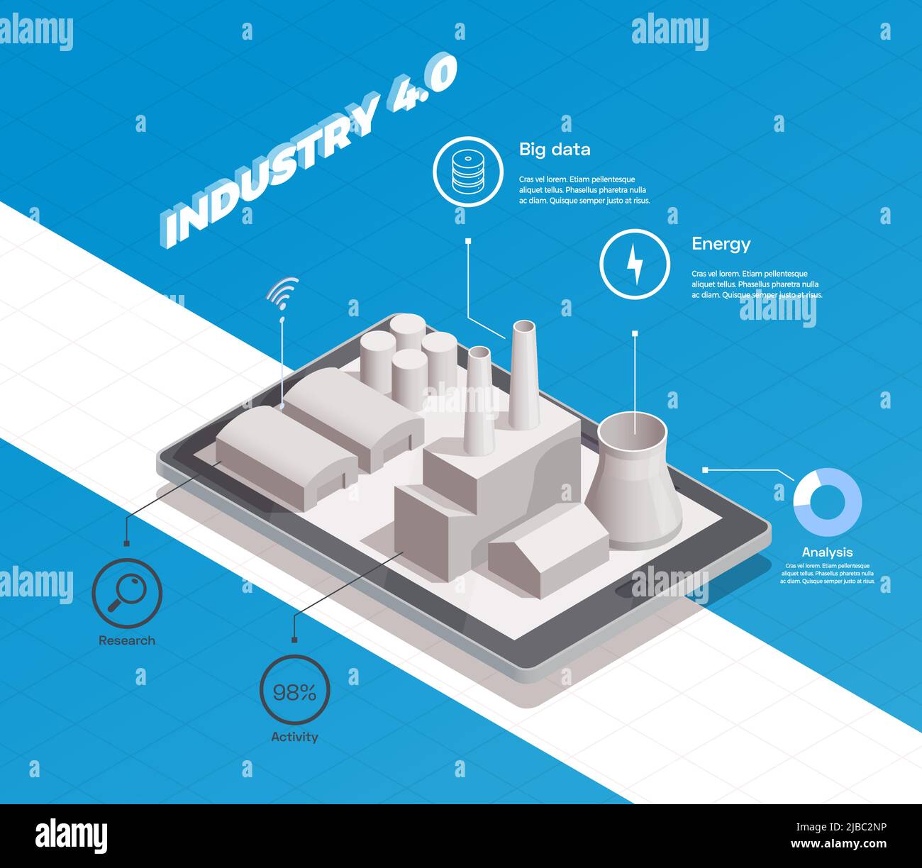 Smart industry isometric composition with factory building 3d vector ... Smart industry isometric composition with factory building 3d vector ...