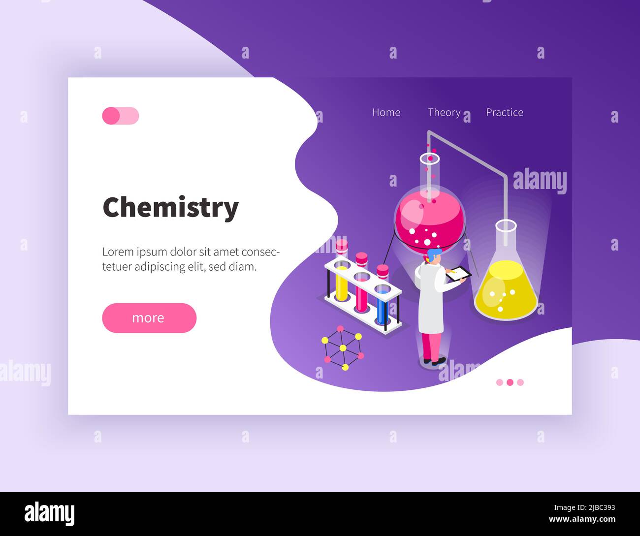 Chemistry isometric composition with clickable button links editable ...