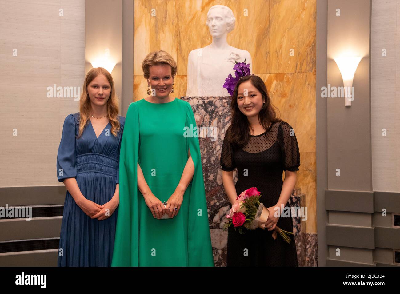 Princess Eleonore, Queen Mathilde of Belgium and winner Hayoung Choi ...
