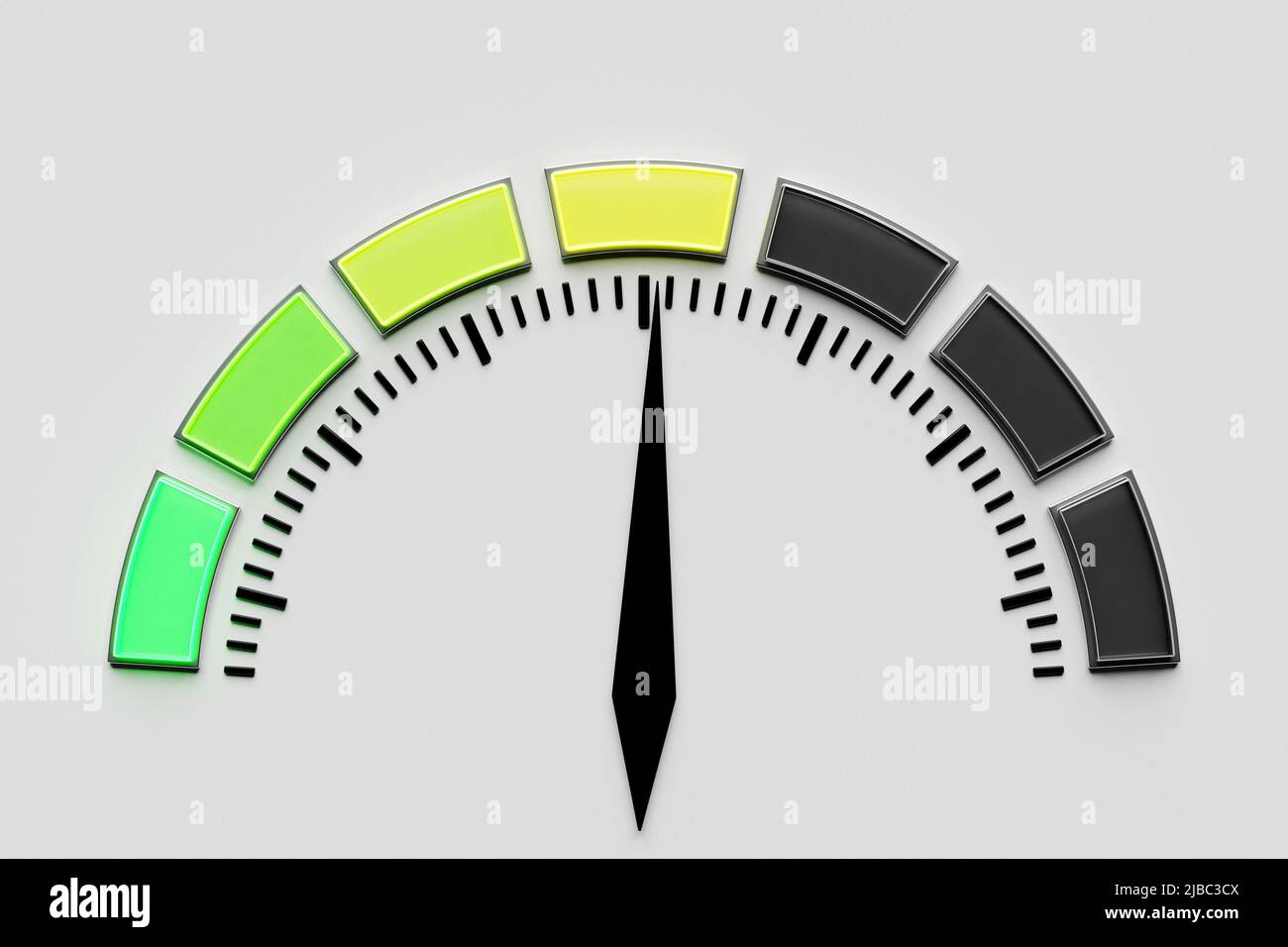 3d illustration round control panel icon. Normal risk concept on ...