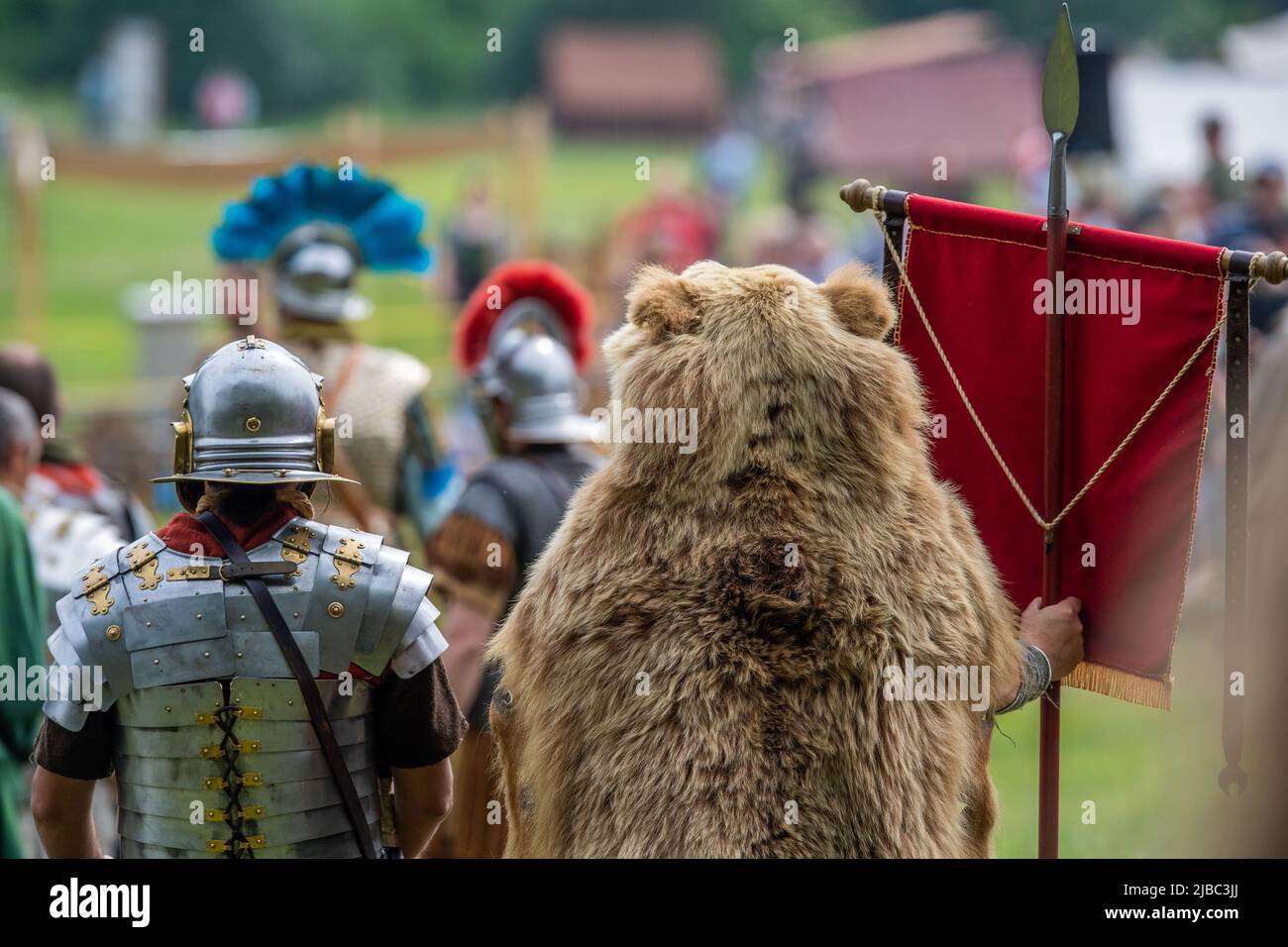 Bramsche, Germany. 05th June, 2022. Performers in costumes of the Roman ...