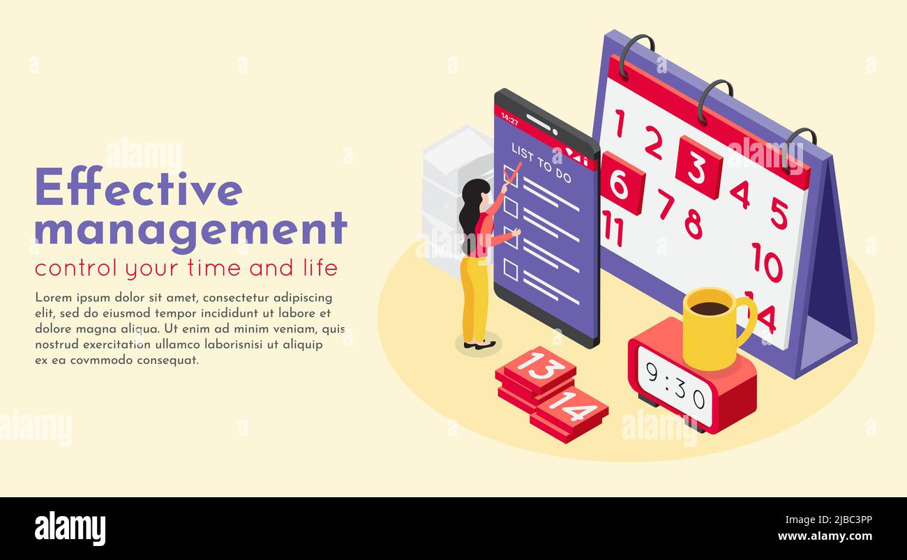 Deadline isometric background composition with calendar clock and to do ...