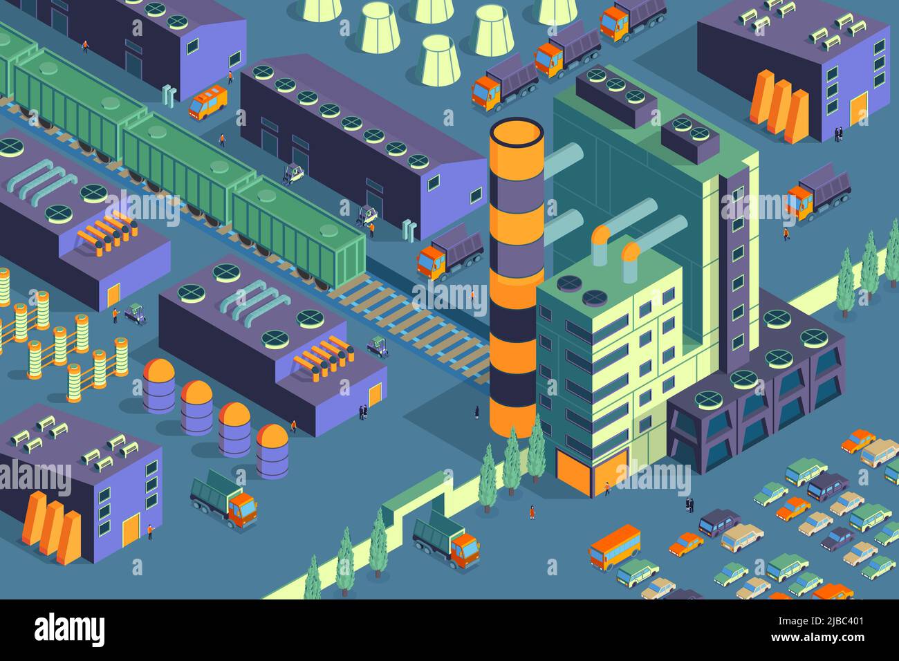 Isometric industrial plant factory horizontal composition with view of ...