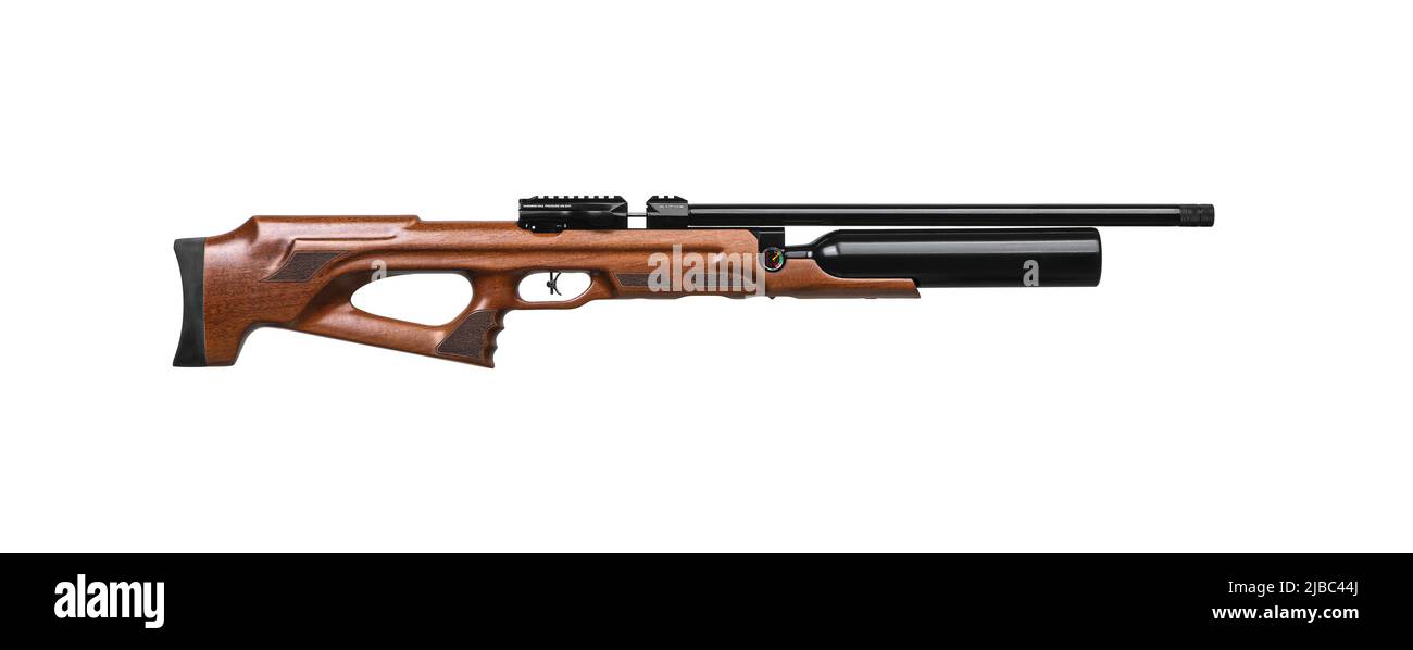 A modern air rifle with a futuristic design. Pneumatic weapons for ...