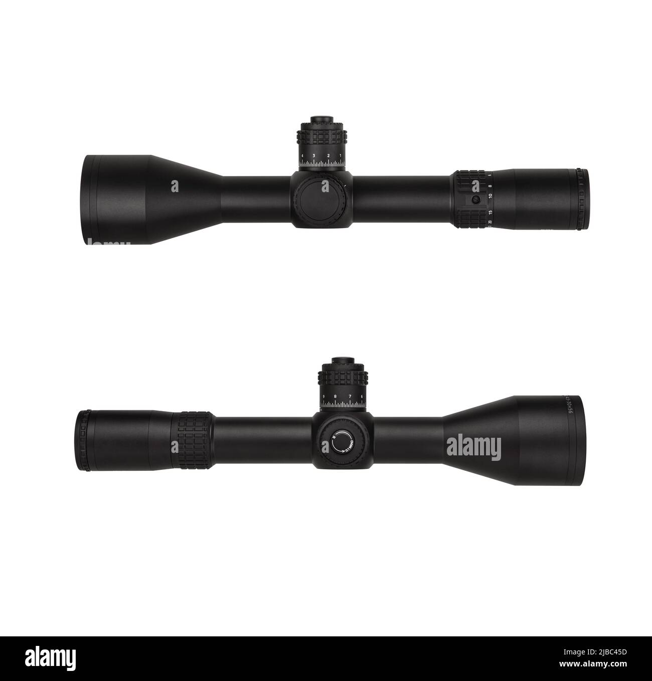 Modern sniper scope on a white background. Optical device for aiming ...