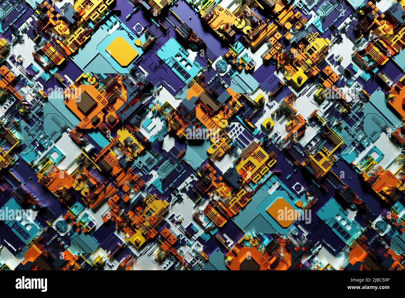 3D illustration Abstract geometric tech pattern. Grunge textured ...