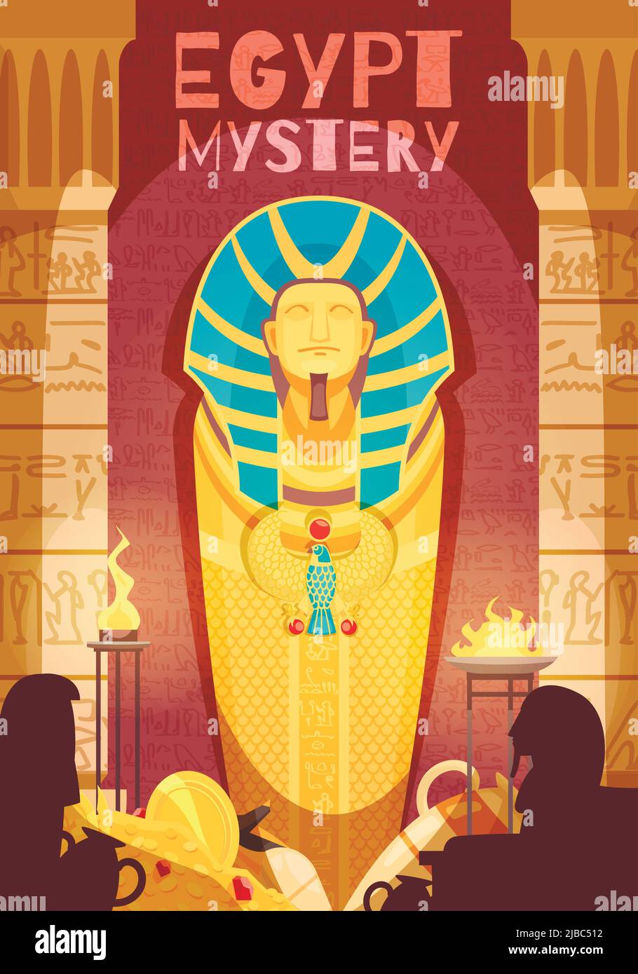 Ancient egyptian mummy mystery exhibit poster with grave goods golden ...