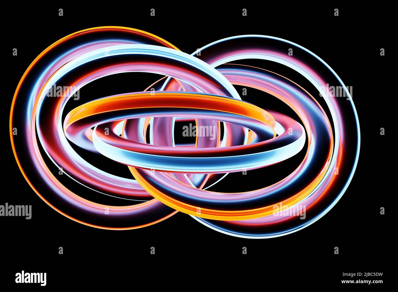 3D illustration of a red and blue torus. Fantastic cell.Simple ...