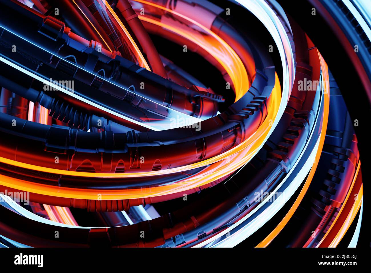 3D illustration of a red and blue torus. Fantastic cell.Simple ...