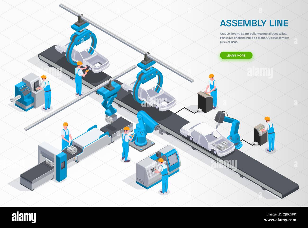 Industrial manufacturing production line equipment isometric ... Industrial manufacturing production line equipment isometric ...