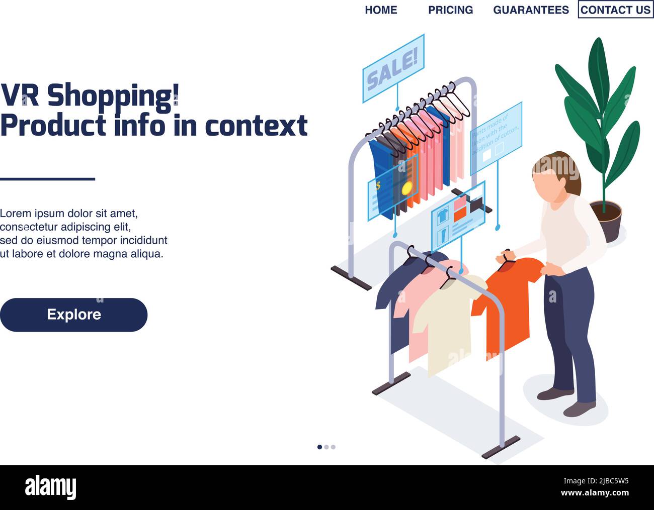 Modern clothing store isometric background for web site landing page ...
