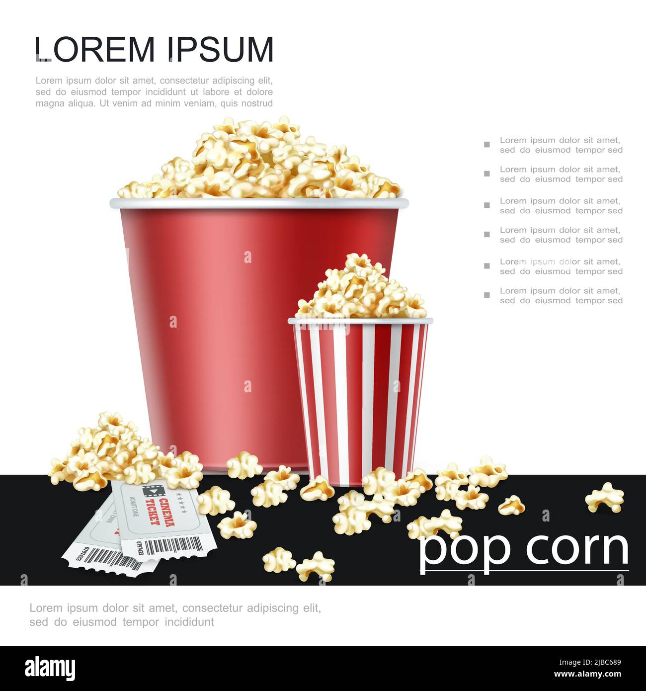 Realistic movie theater colorful poster with cinema tickets and paper ...