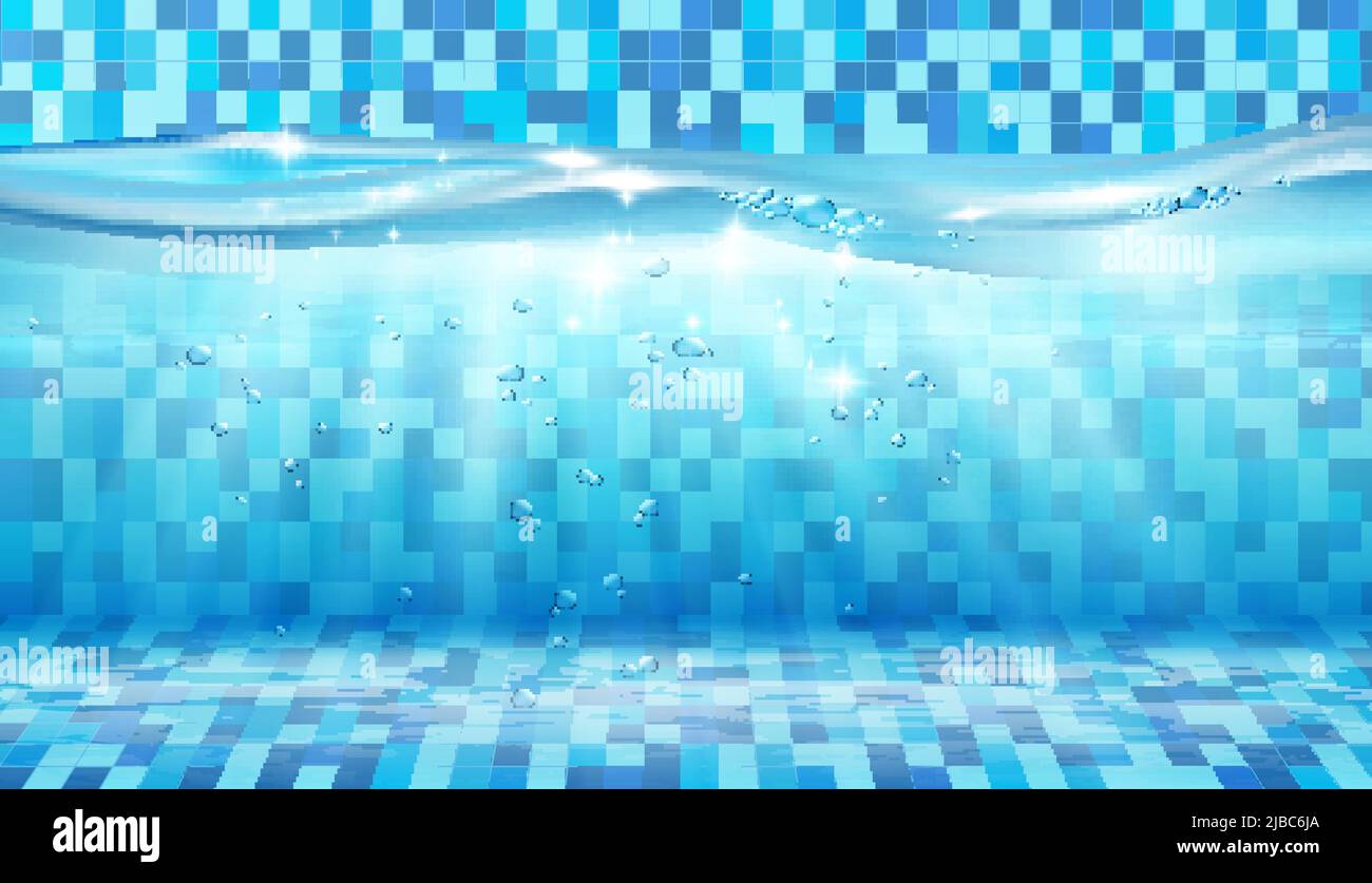 Underwater wave in pool realistic composition with view of water wave ...