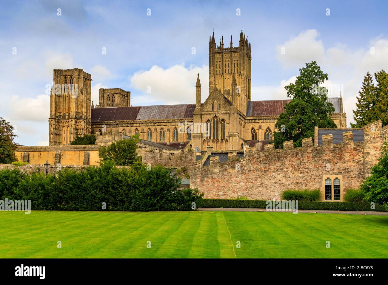 Wells Cathedral from the grounds of the Bishop's Palace in Wells ...