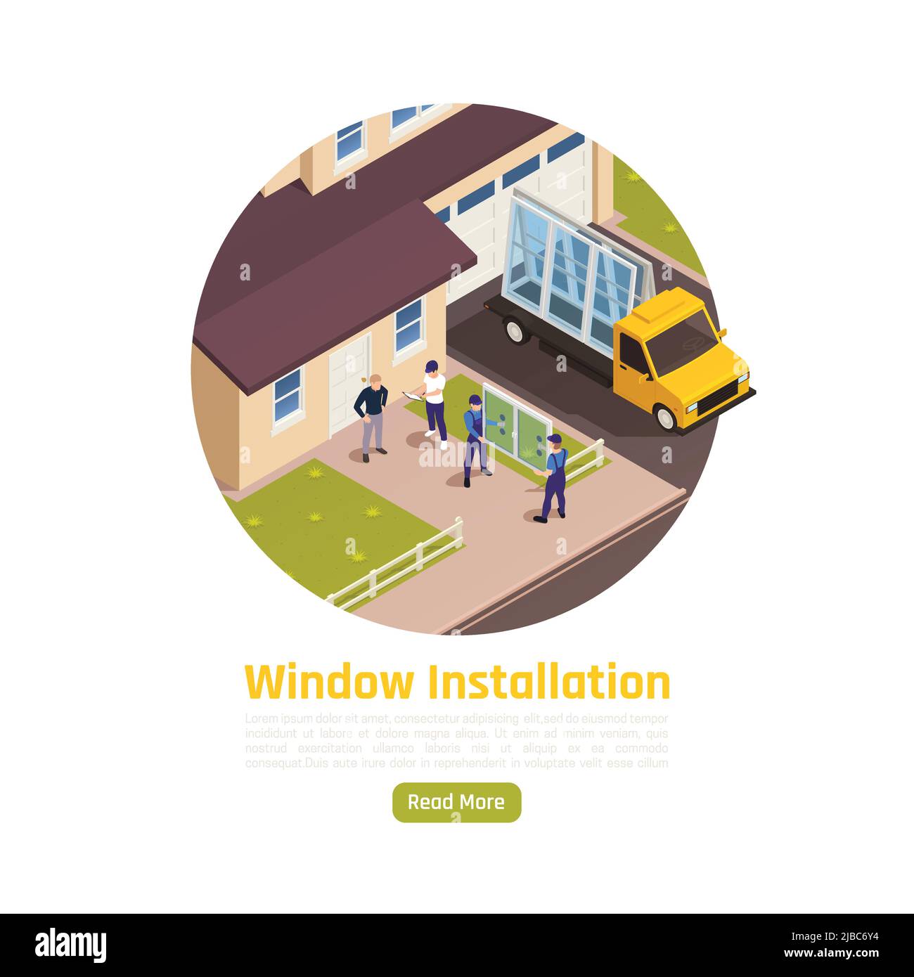 Pvc glass windows replacement installation delivery service isometric ...