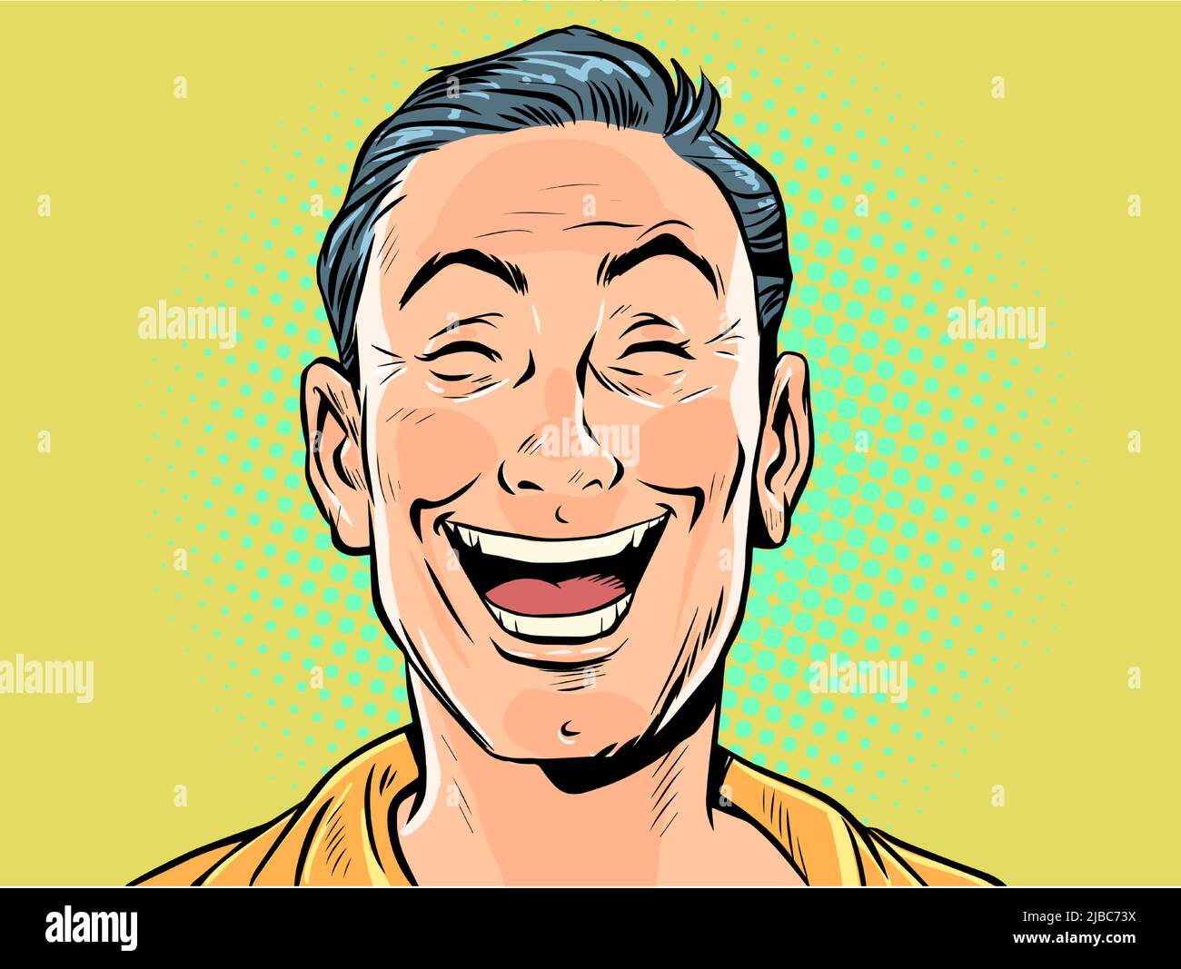 male face laugh emotion. Joy humor friendliness happiness positive ...