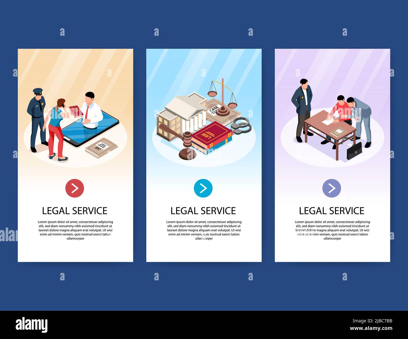 Isometric lawyer vertical banners set with images of book and court ...