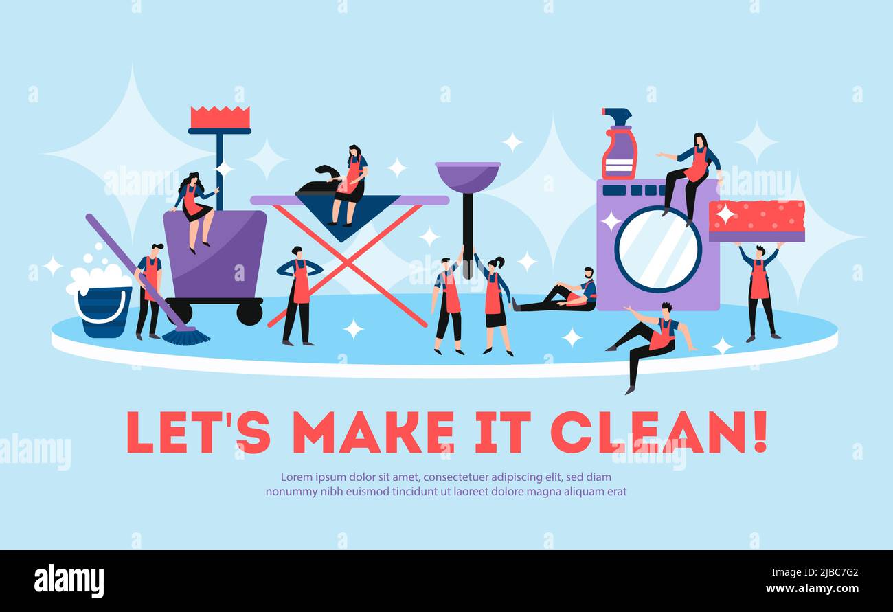 Professional cleaning service funny composition advertisement poster ...