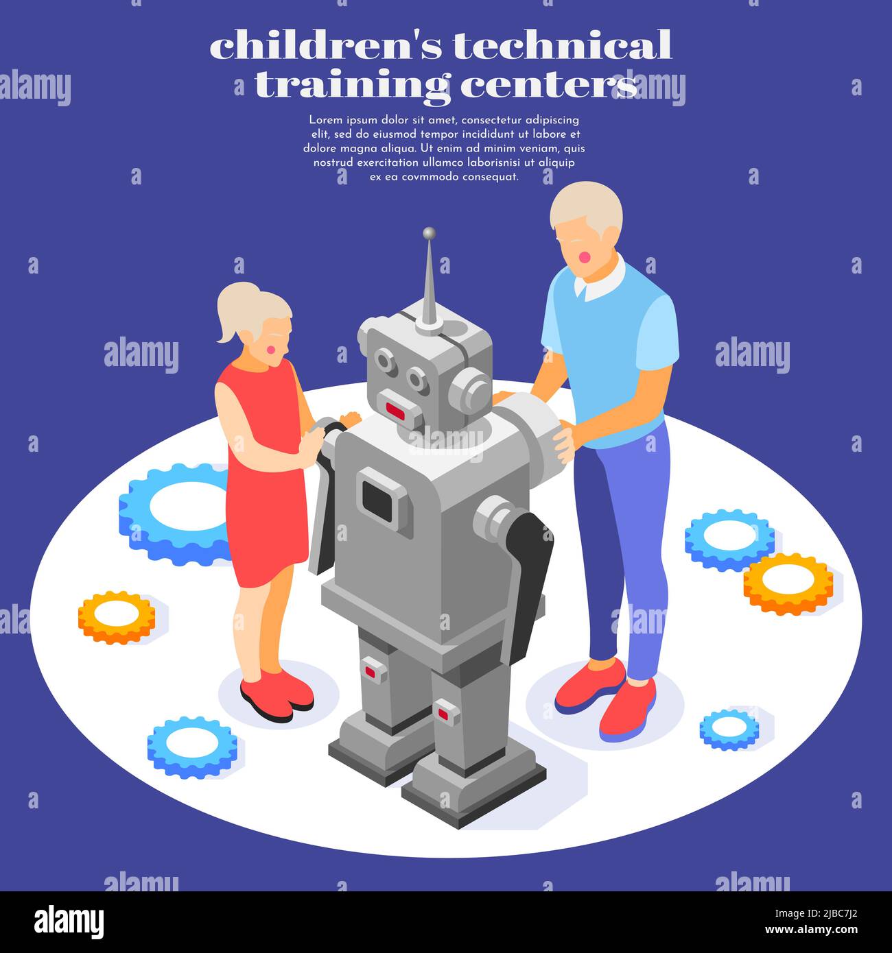 Children technical training on programmable robot assembling with ...