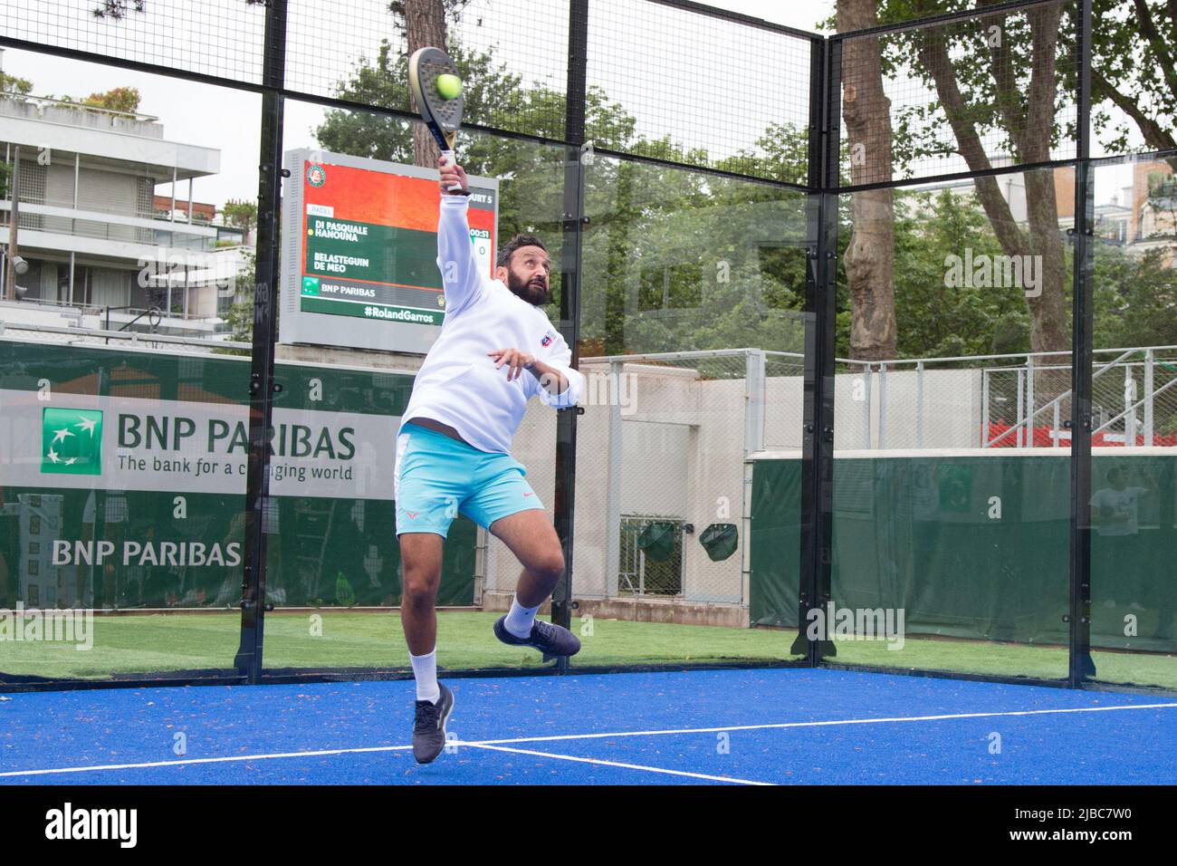 Cyril Hanouna playing Padel during French Open Roland Garros 2022 on ...