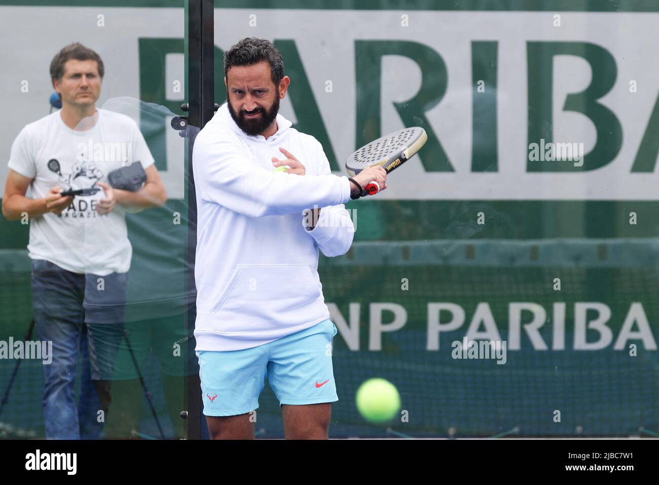 Cyril Hanouna playing Padel during French Open Roland Garros 2022 on ...