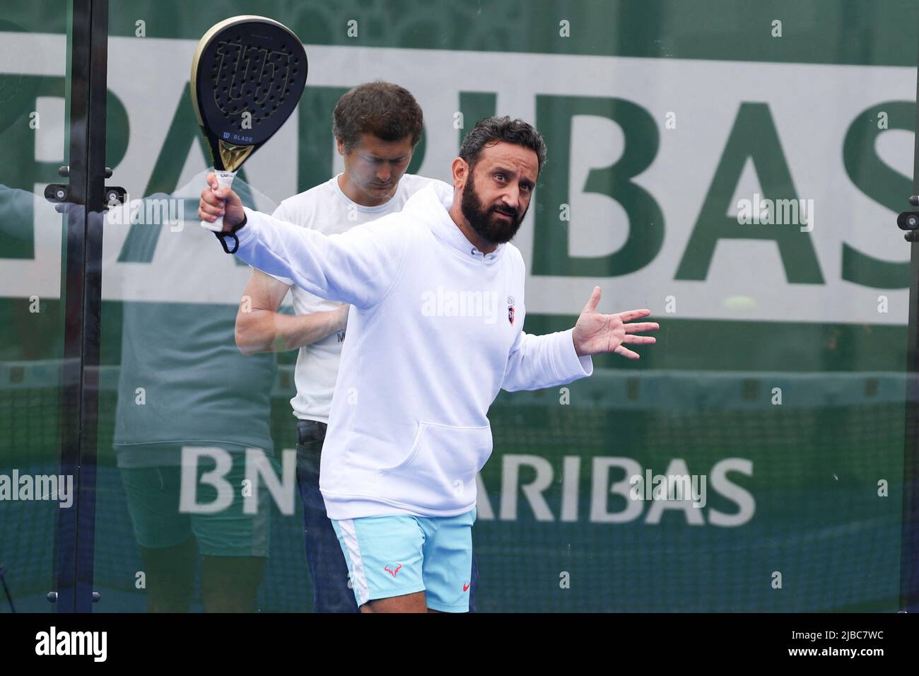Cyril Hanouna playing Padel during French Open Roland Garros 2022 on ...