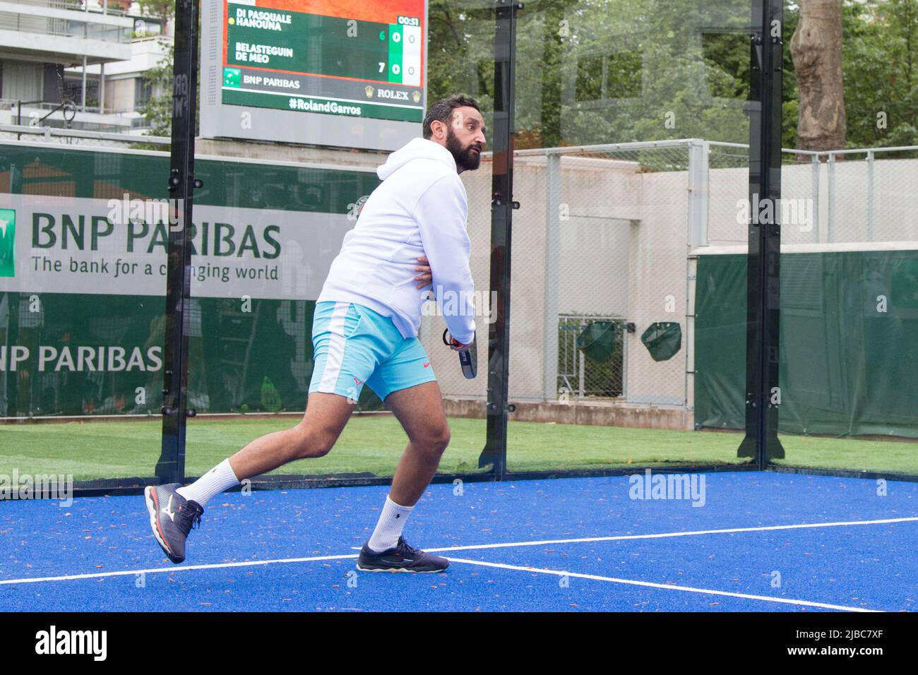 Cyril Hanouna playing Padel during French Open Roland Garros 2022 on ...
