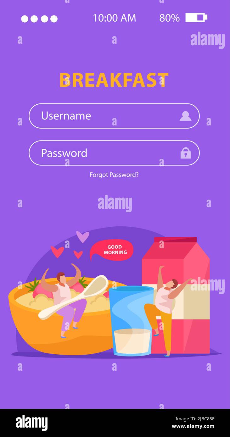 Morning people flat background sign in page with fields for entering ...