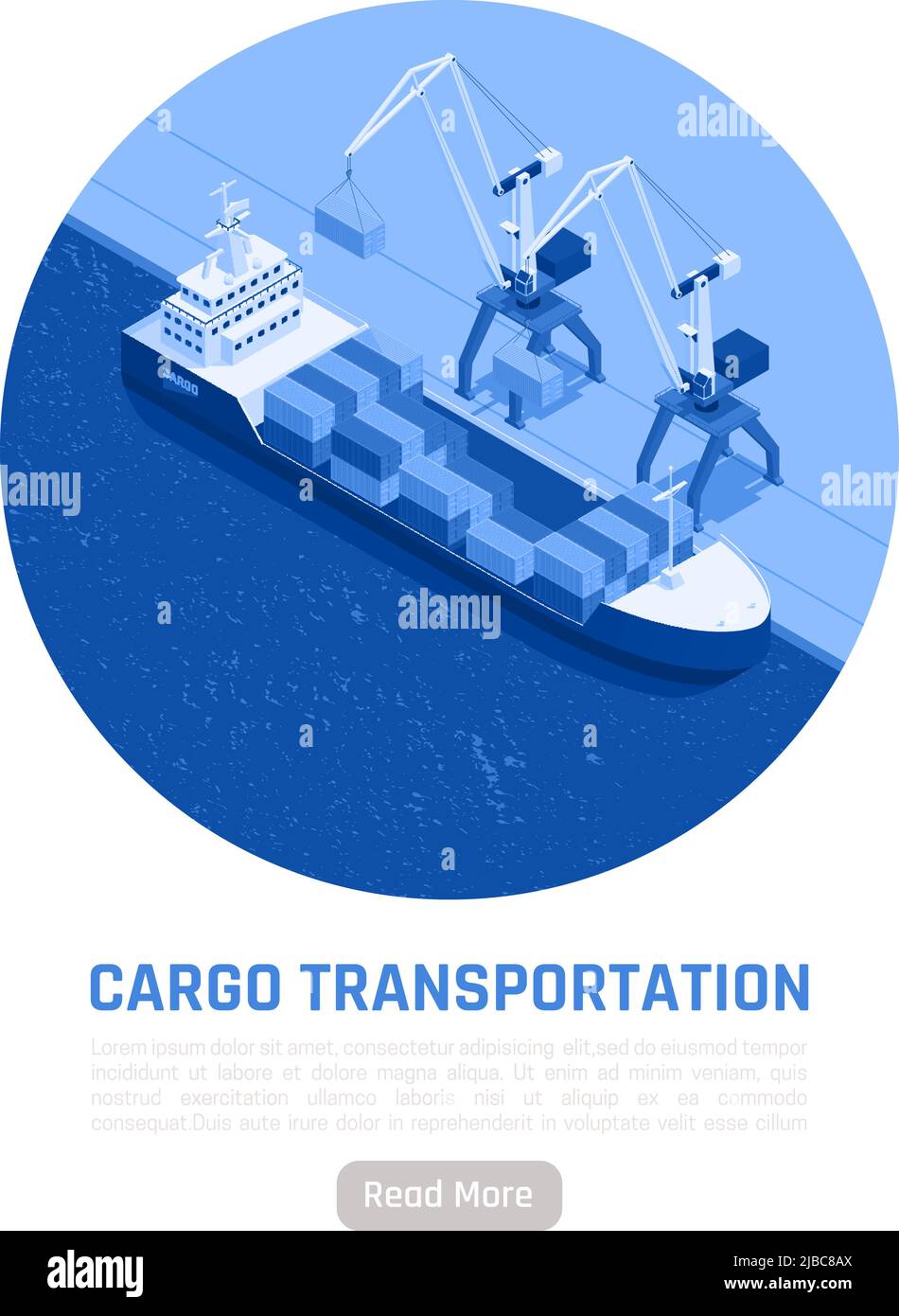 Cargo transportation isometric poster illustrating loading cargoes on ...