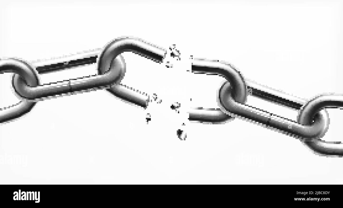 Freedom monochrome design concept with broken steel chain links on ...