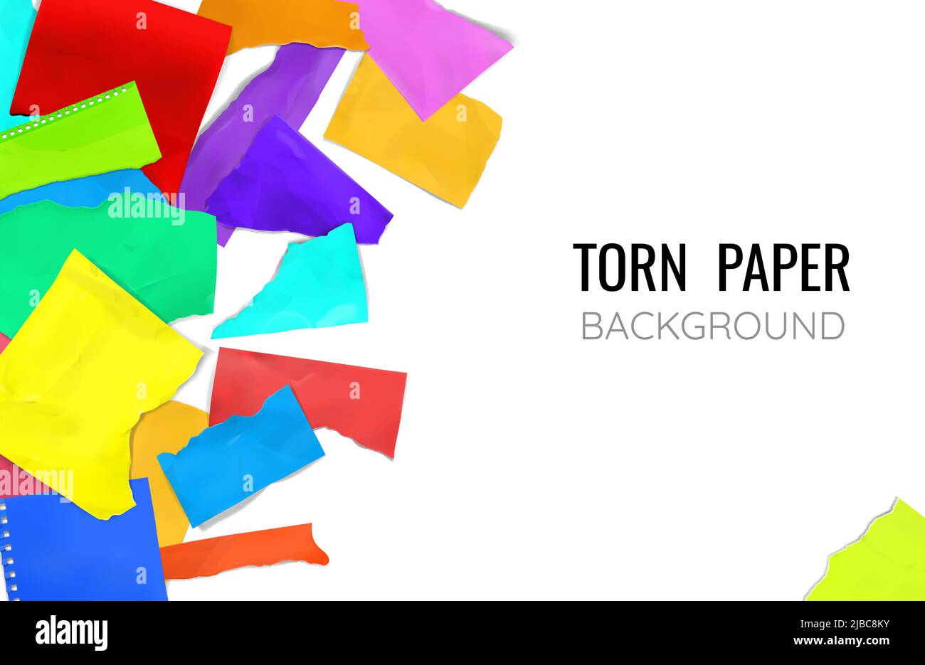 Ripped torn scrapbook colorful college notebook pages plain paper ...