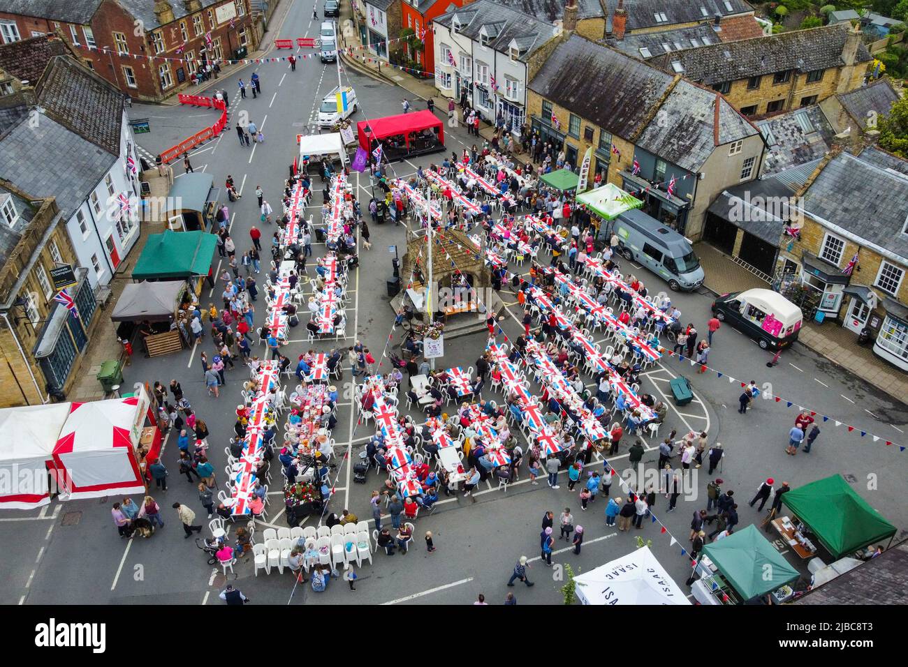 Beaminster, Dorset, UK. 5th June 2022. View from the air of the ...