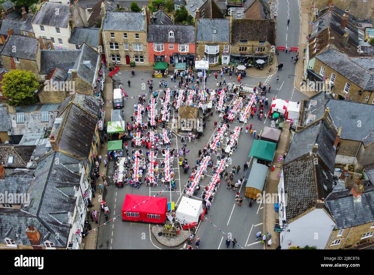Beaminster, Dorset, UK. 5th June 2022. View from the air of the ...