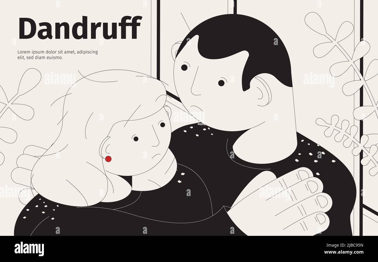 Dandruff isometric background with human characters of couple suffering ...